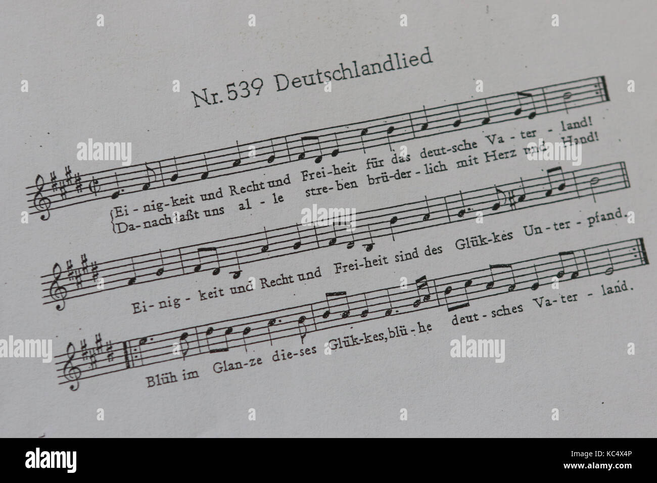 A sheet of music with the 'Deutschlandlied' (lit. Song of Germany ...