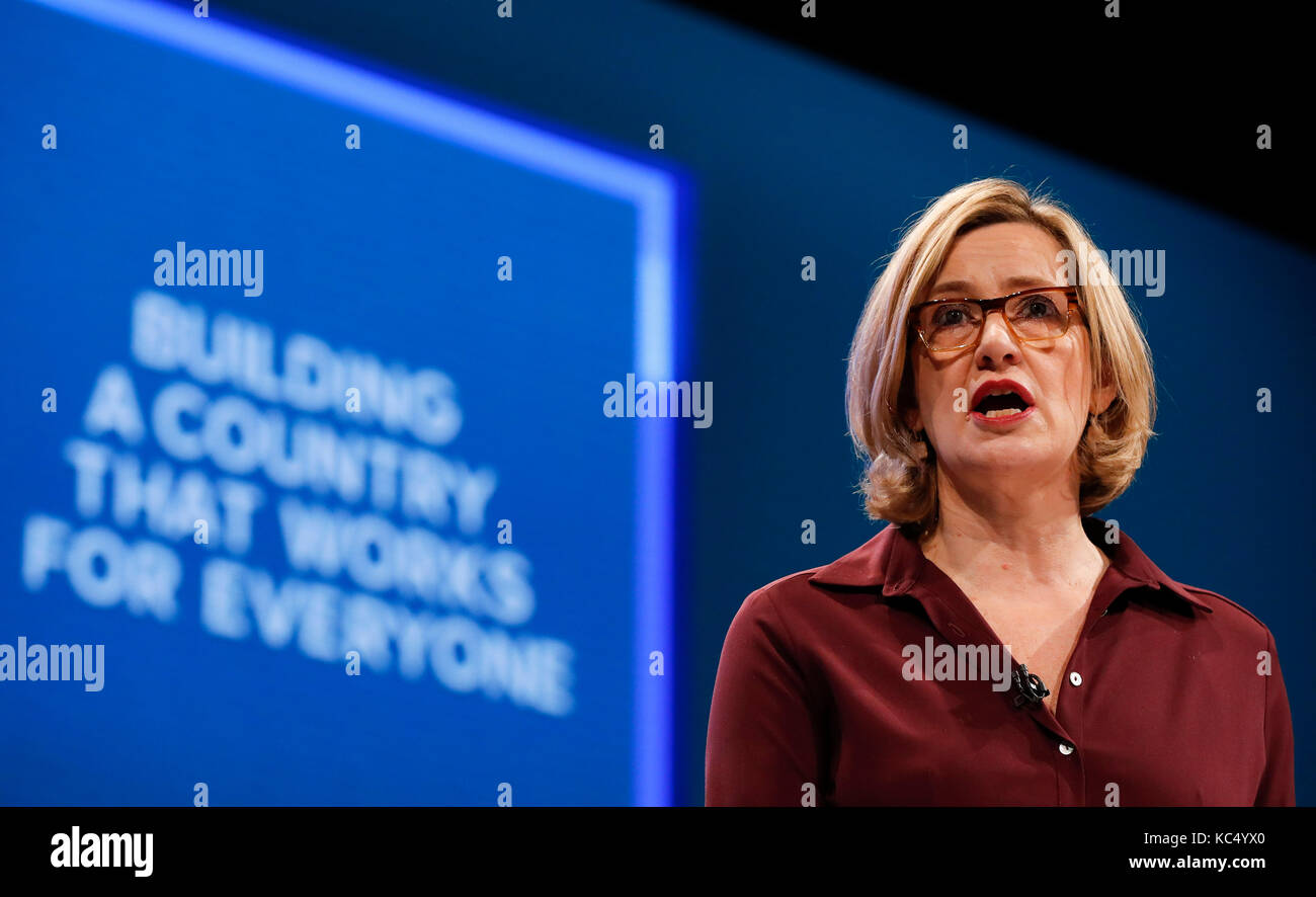 Manchester, UK. 3rd Oct, 2017. British Home Secretary Amber Rudd ...