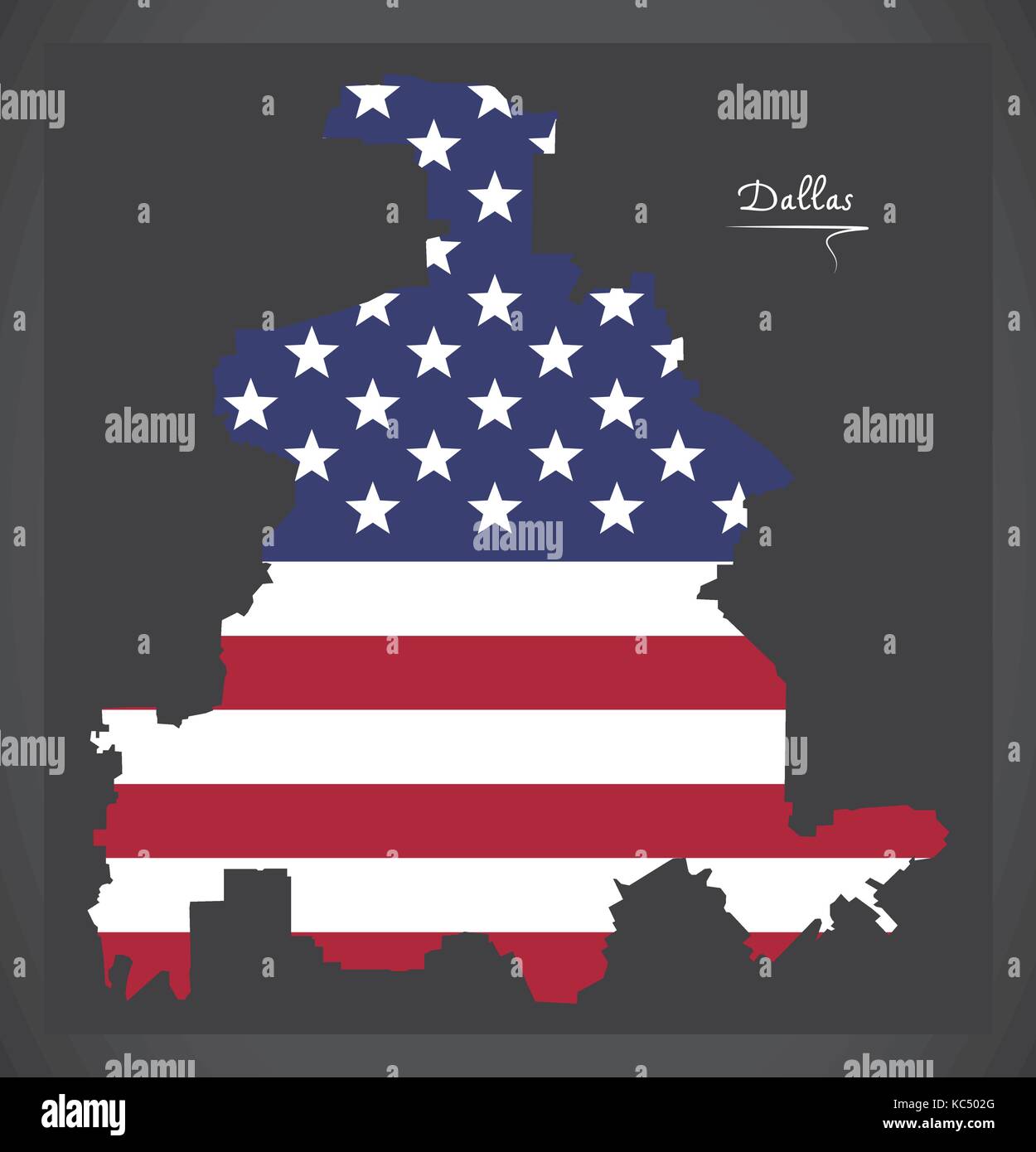 Dallas Texas map with American national flag illustration Stock Vector ...