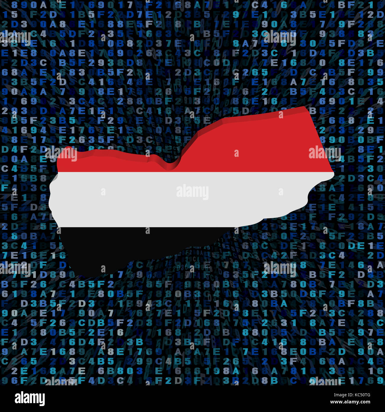 Yemen map flag on hex code illustration Stock Photo - Alamy
