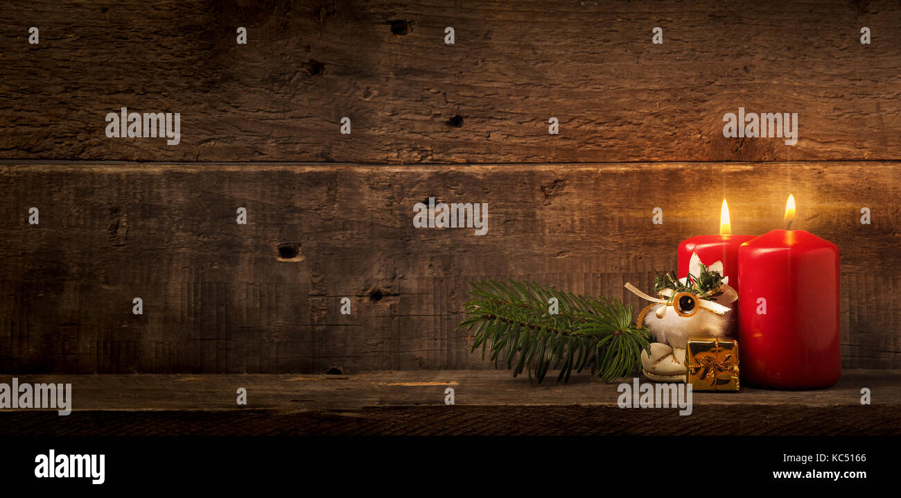 First and second Advent candles burning, Advent or Christmas background ...