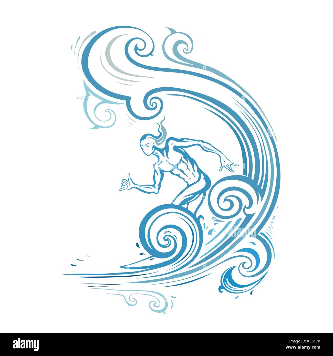 Vintage big wave surfer Stock Vector Images - Alamy