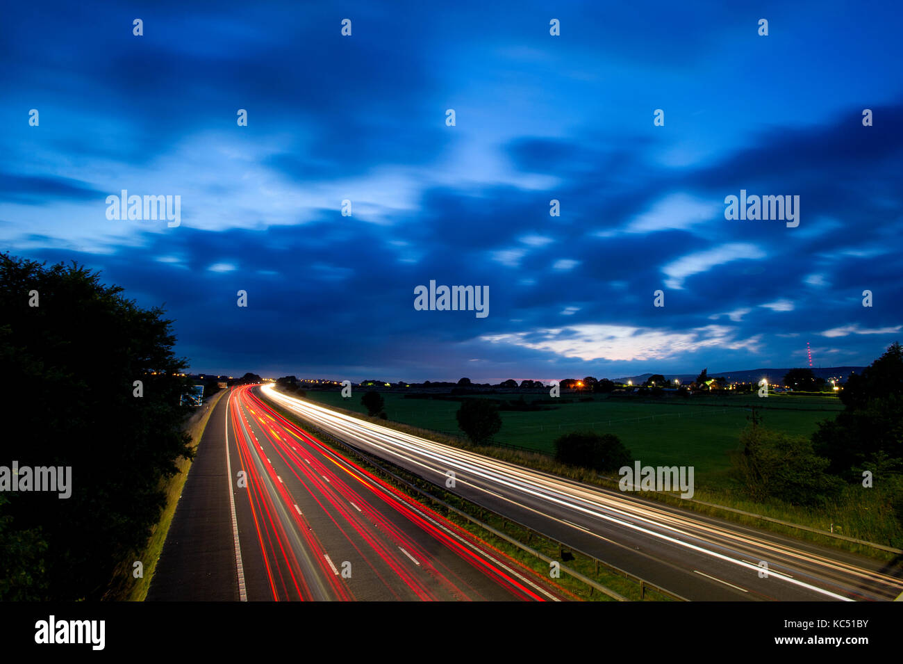 Light trails on the M61 motorway, Westhoughton, Bolton. Picture by Paul ...