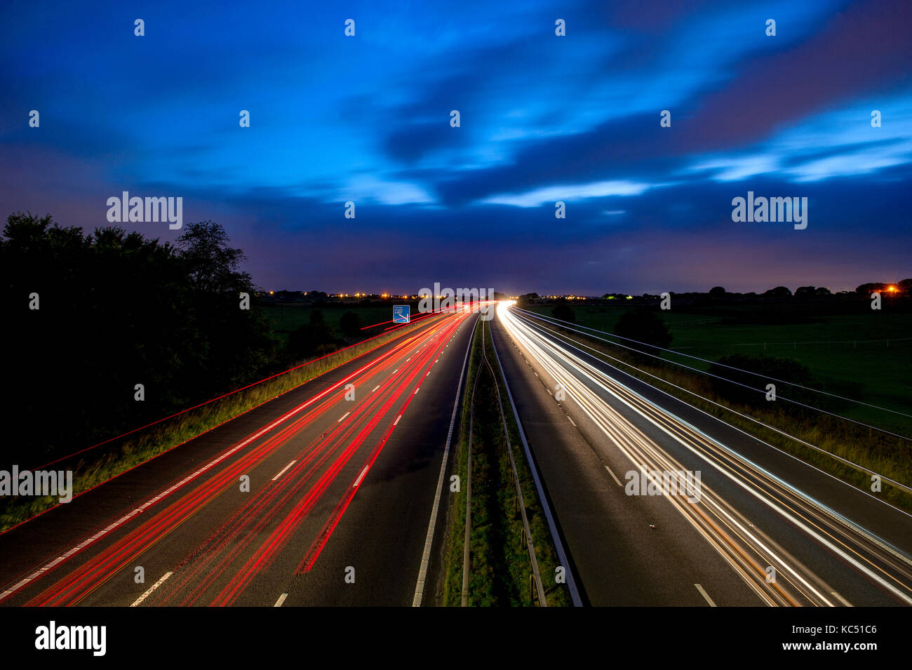 Light trails on the M61 motorway, Westhoughton, Bolton. Picture by Paul ...