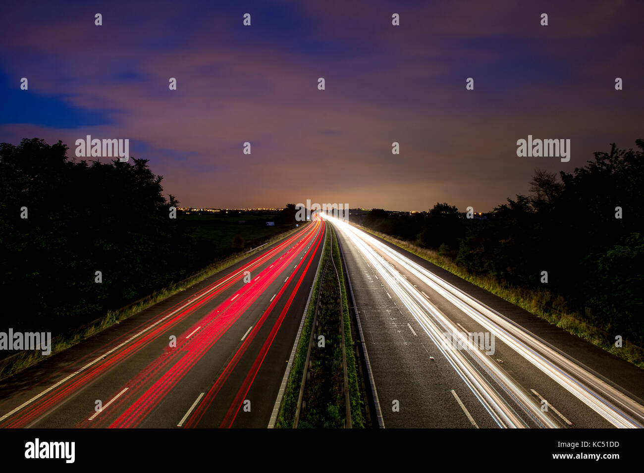 Light trails on the M61 motorway, Westhoughton, Bolton. Picture by Paul ...