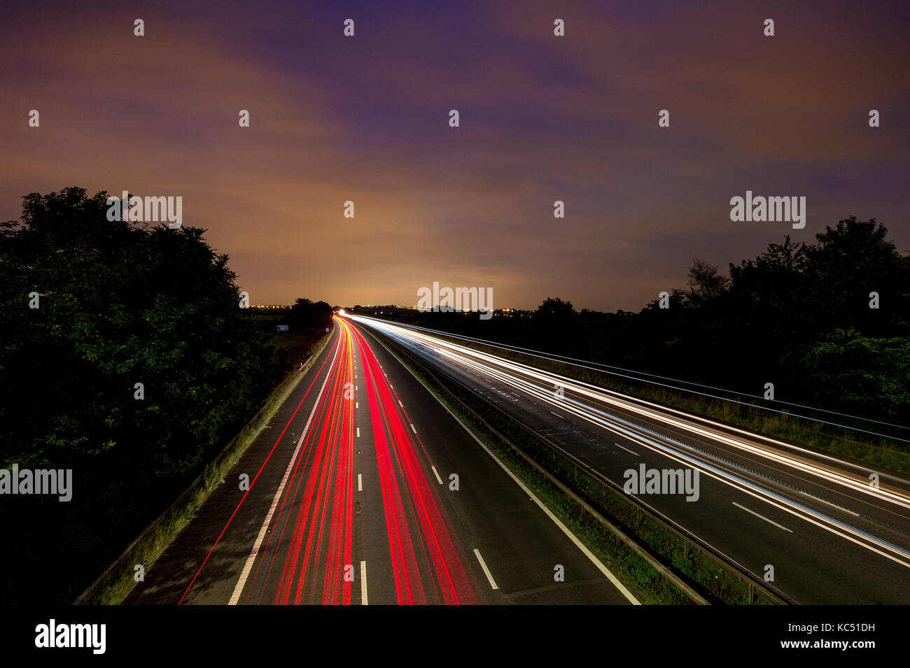 Light trails on the M61 motorway, Westhoughton, Bolton. Picture by Paul ...