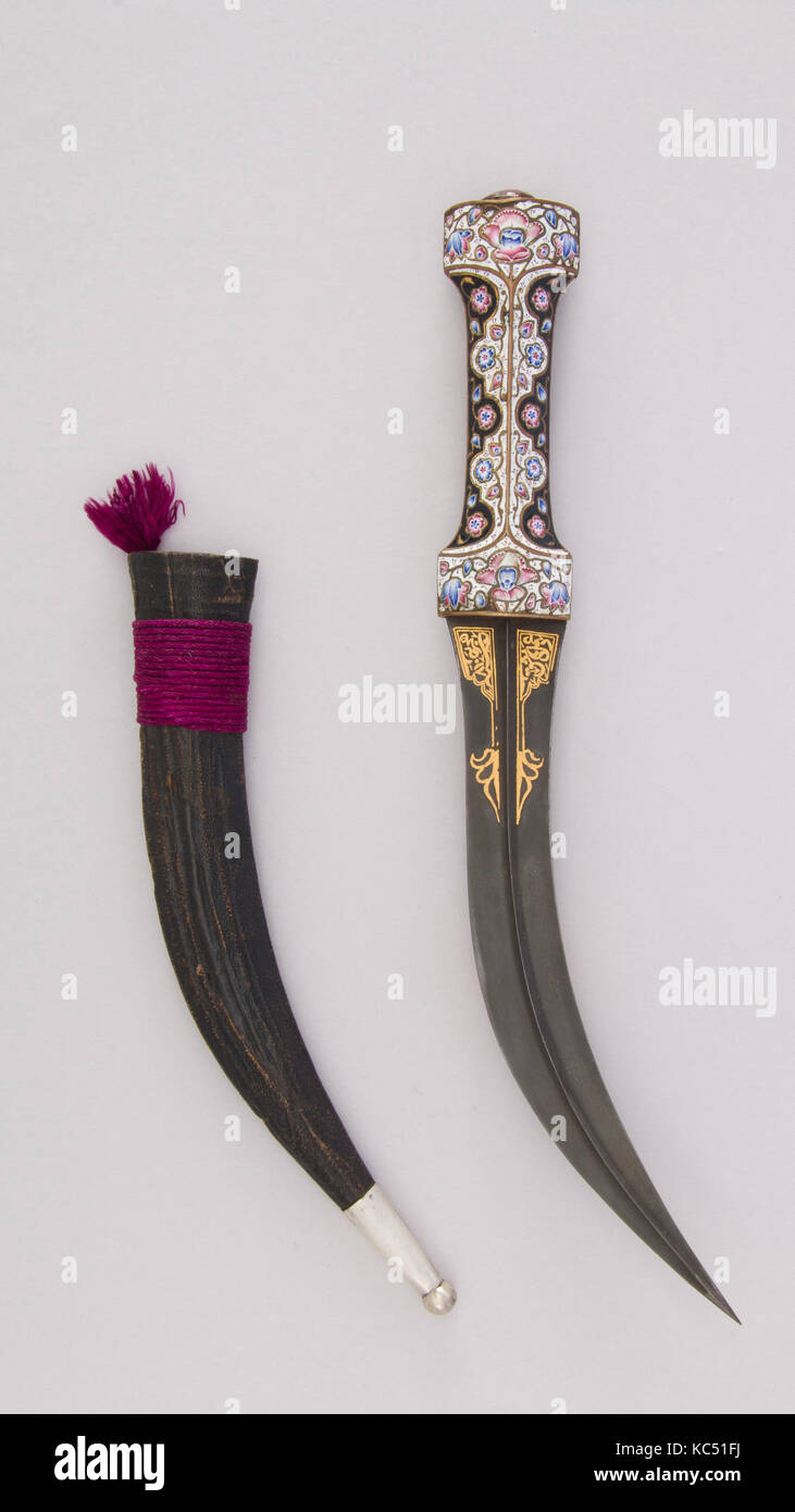 Dagger with Sheath, 18th century, Bali, Balinese, Steel, enamel, stone ...