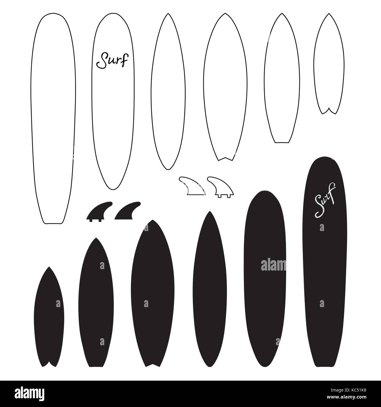 Set of Surf boards. Vector Illustration Stock Vector Image & Art - Alamy