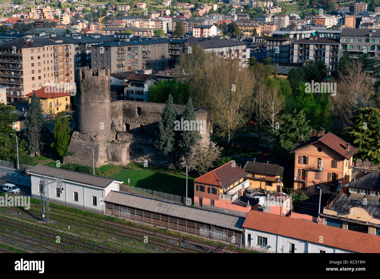 Aerial view of Aosta city, Aosta Valley, Italy, Europe Stock Photo - Alamy