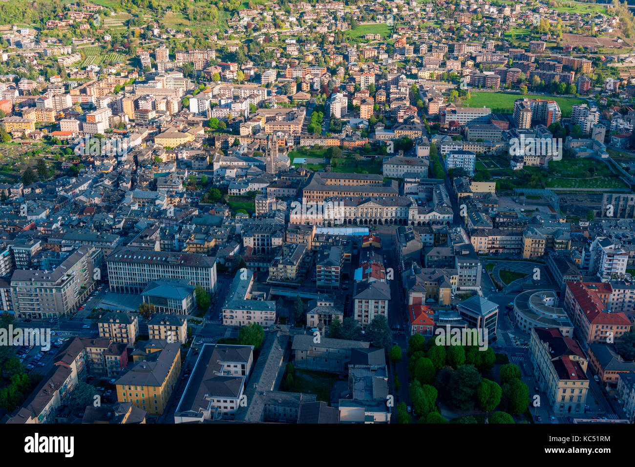 Aerial view of Aosta city, Aosta Valley, Italy, Europe Stock Photo - Alamy