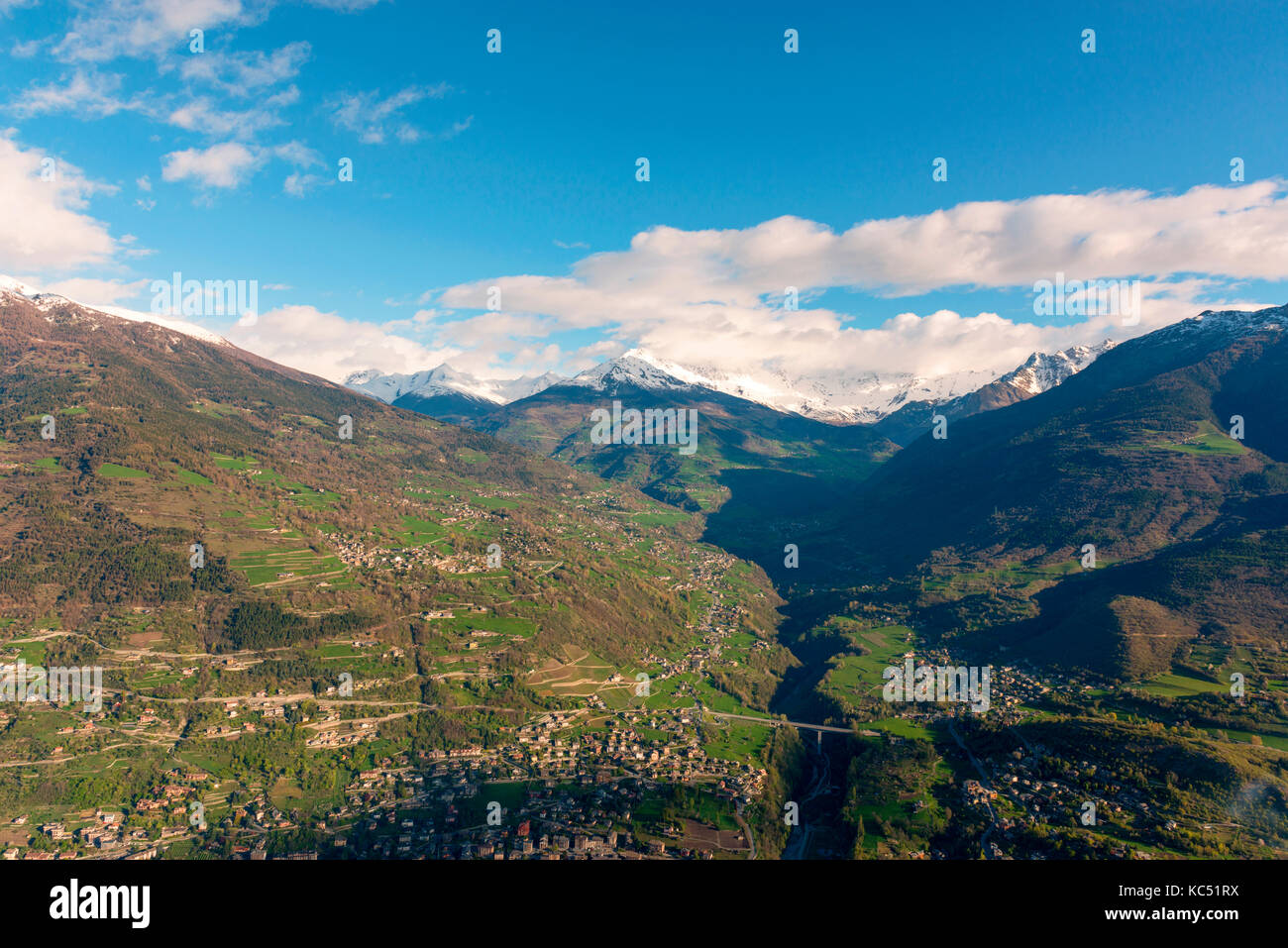 Aerial view of Aosta city, Aosta Valley, Italy, Europe Stock Photo - Alamy