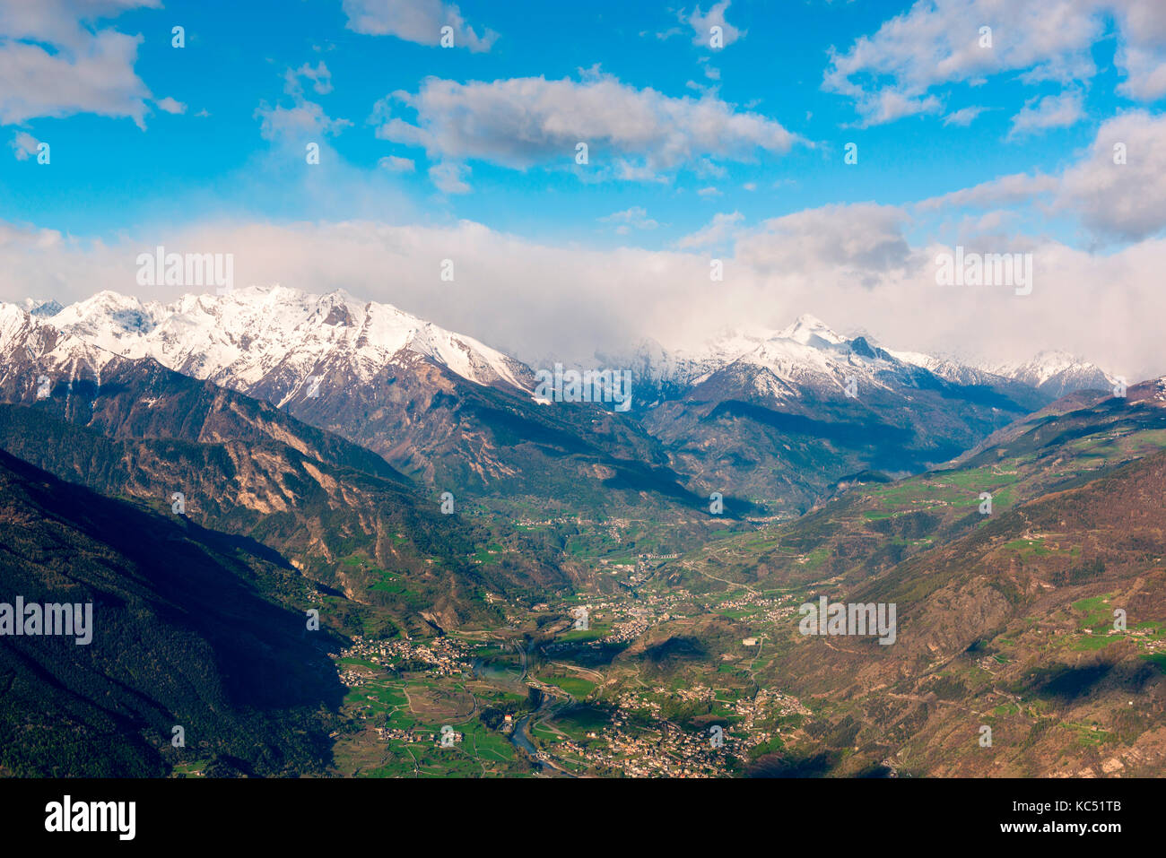 Aerial view of Aosta city, Aosta Valley, Italy, Europe Stock Photo - Alamy