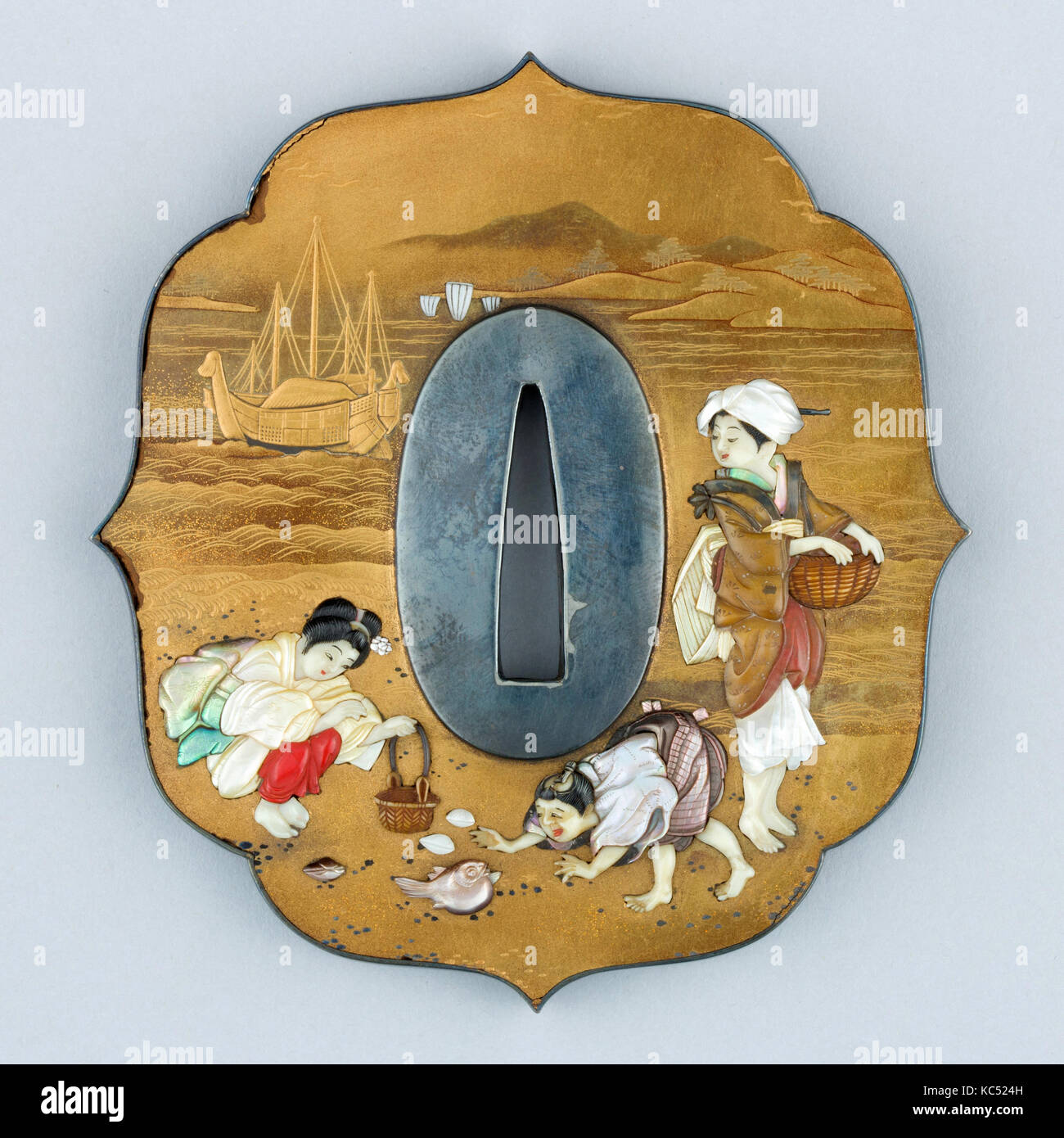 Sword Guard (Tsuba), 18th century, Japanese, Lacquer (maki-e), wood ...