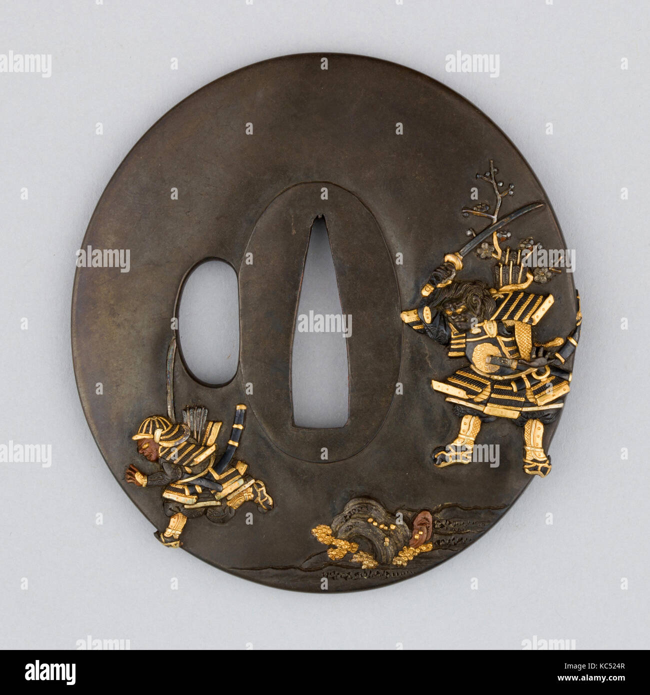 Sword Guard (Tsuba), 18th century, Japanese, Copper-gold alloy (shakudō ...