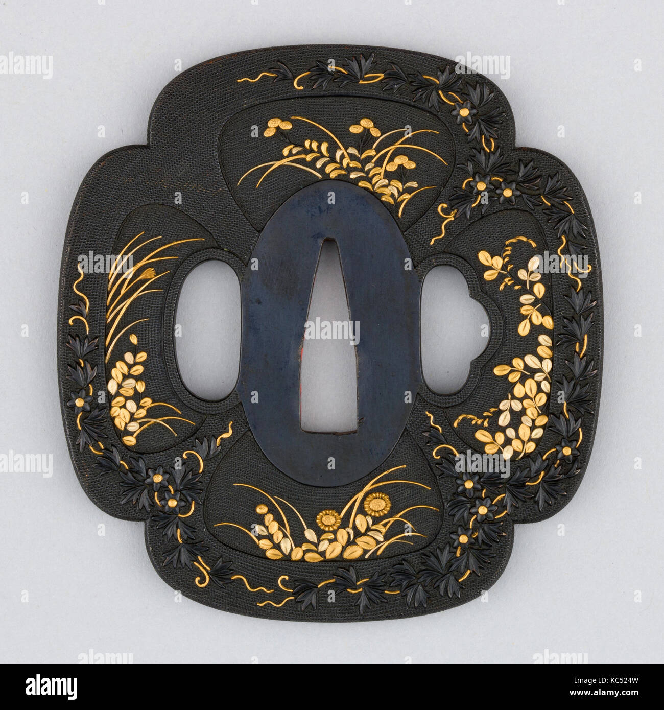 Sword Guard (Tsuba), 18th century, Japanese, Copper-gold alloy (shakudō ...