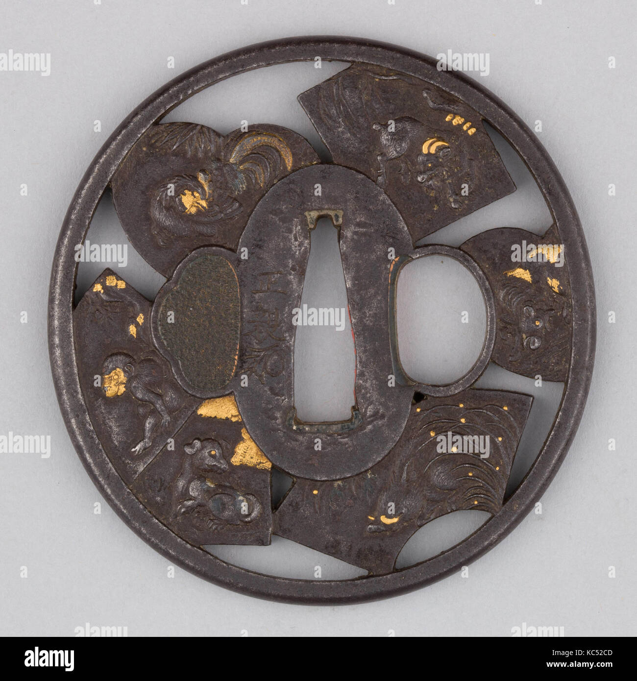 Sword Guard (Tsuba), 18th century, Japanese, Iron, gold, silver, copper ...