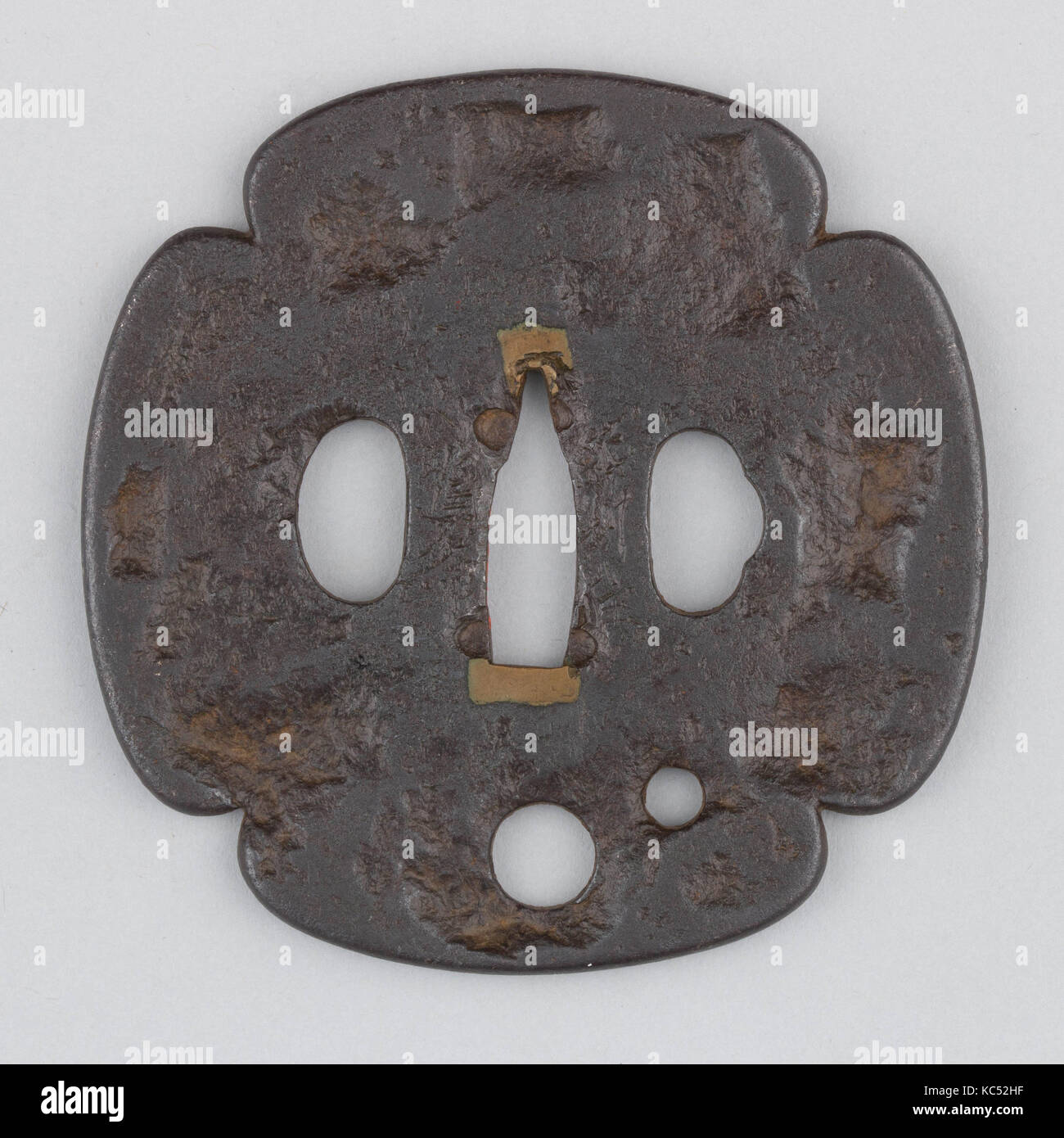 Sword Guard (Tsuba), possibly late 17th century, Japanese, Iron, copper ...