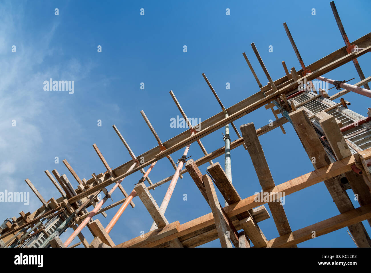 Wooden frame supporting the beam structure under construction Stock ...