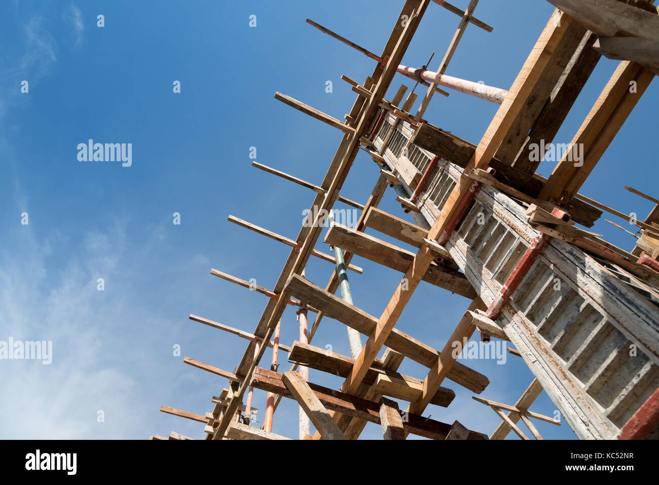 Wooden frame supporting the beam structure under construction Stock ...