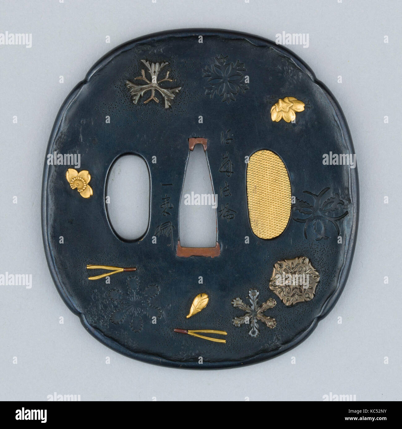 Sword Guard (Tsuba), 1788–1875, Japanese, Copper-gold alloy (shakudō ...
