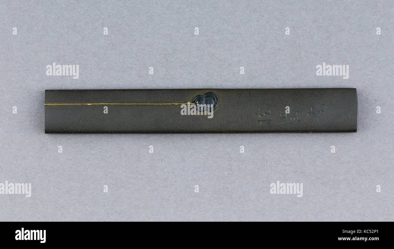 Knife Handle (Kozuka), 1844, Japanese, Copper-gold alloy (shakudō ...