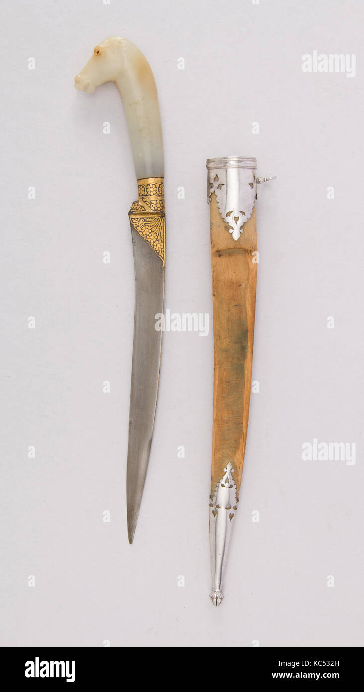 Knife (Kard) with Sheath, 18th century, Indian, Mughal, Steel, nephrite ...