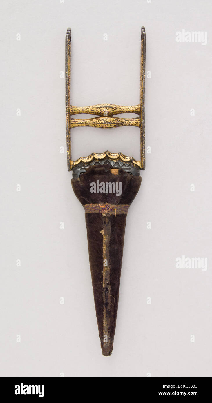 Dagger (Katar) with Sheath, 18th century, Indian, Steel, gold, wood ...