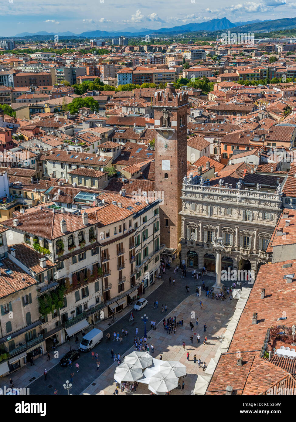 View from the Torre dei Lamberti, Lamberti Tower, to the Piazza delle ...