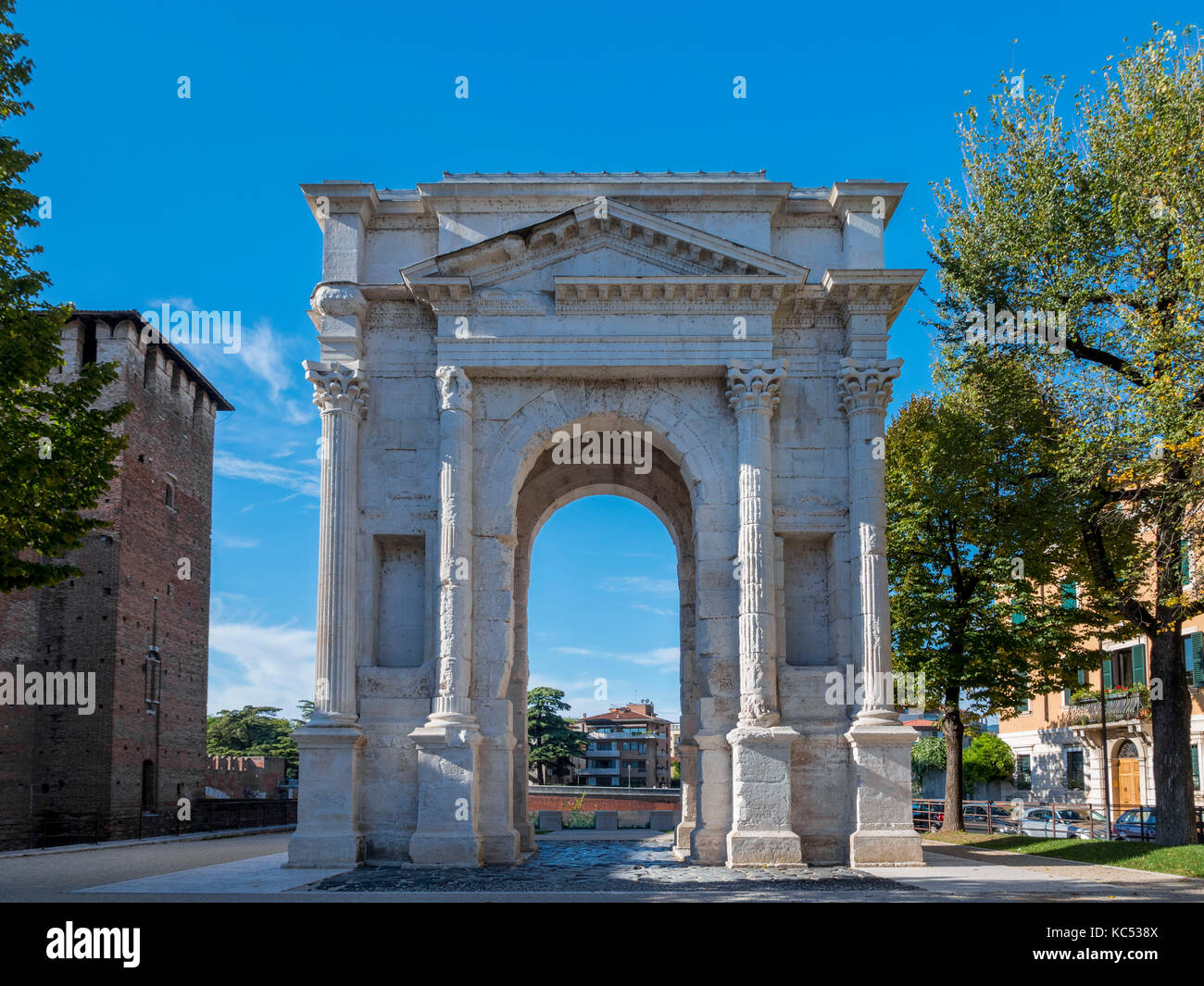 The roman Arco dei Gavi triumphal arch in Verona, Italy, Europe Stock ...