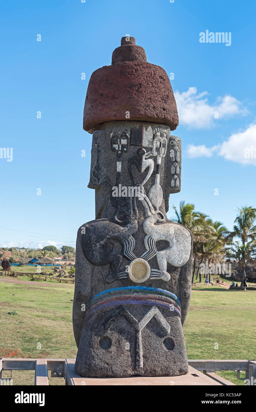Moai in the Ahu Tahai Complex, Back, Hanga Roa, National Park Rapa Nui ...