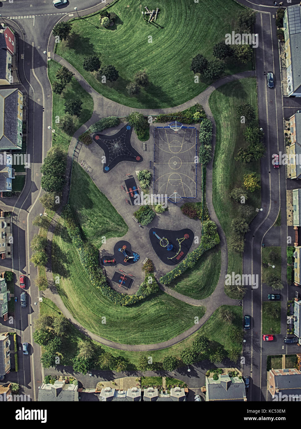 Aerial view park playground equipment hi-res stock photography and ...