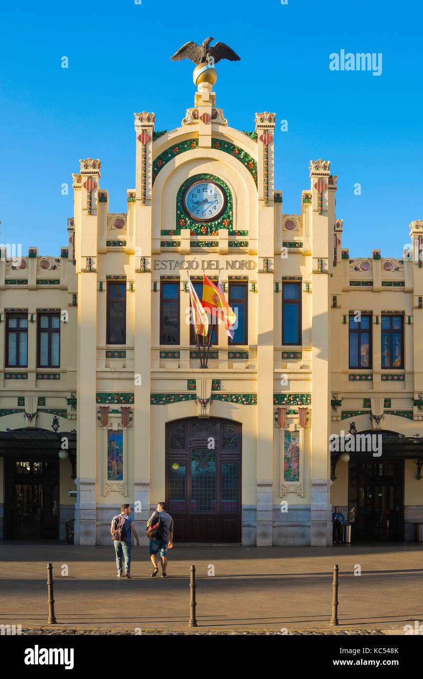Valencia railway train station, view of the main entrance of the ...