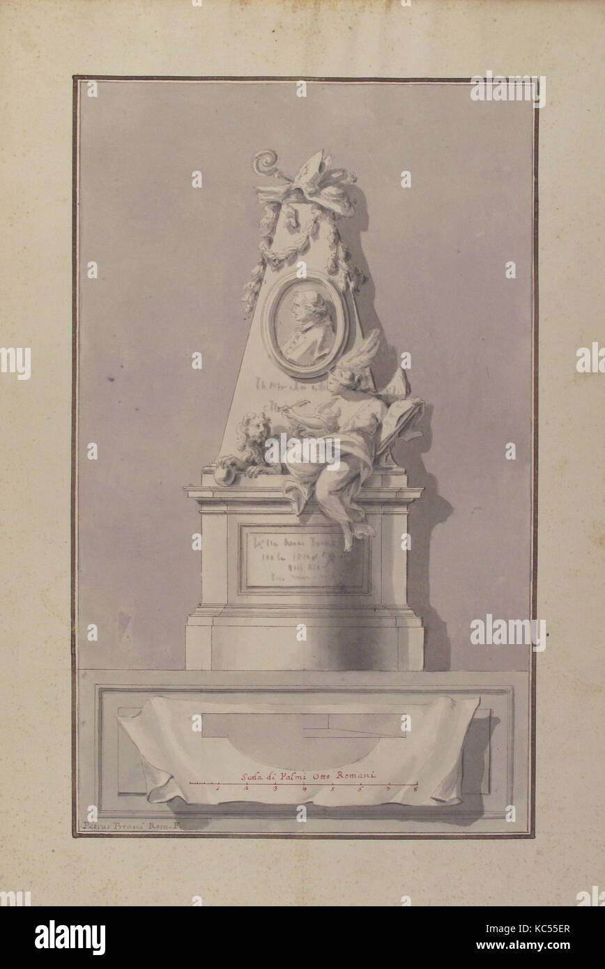 Design for a Tomb, 1700–1773, Pen and brown ink, gray wash, over traces ...