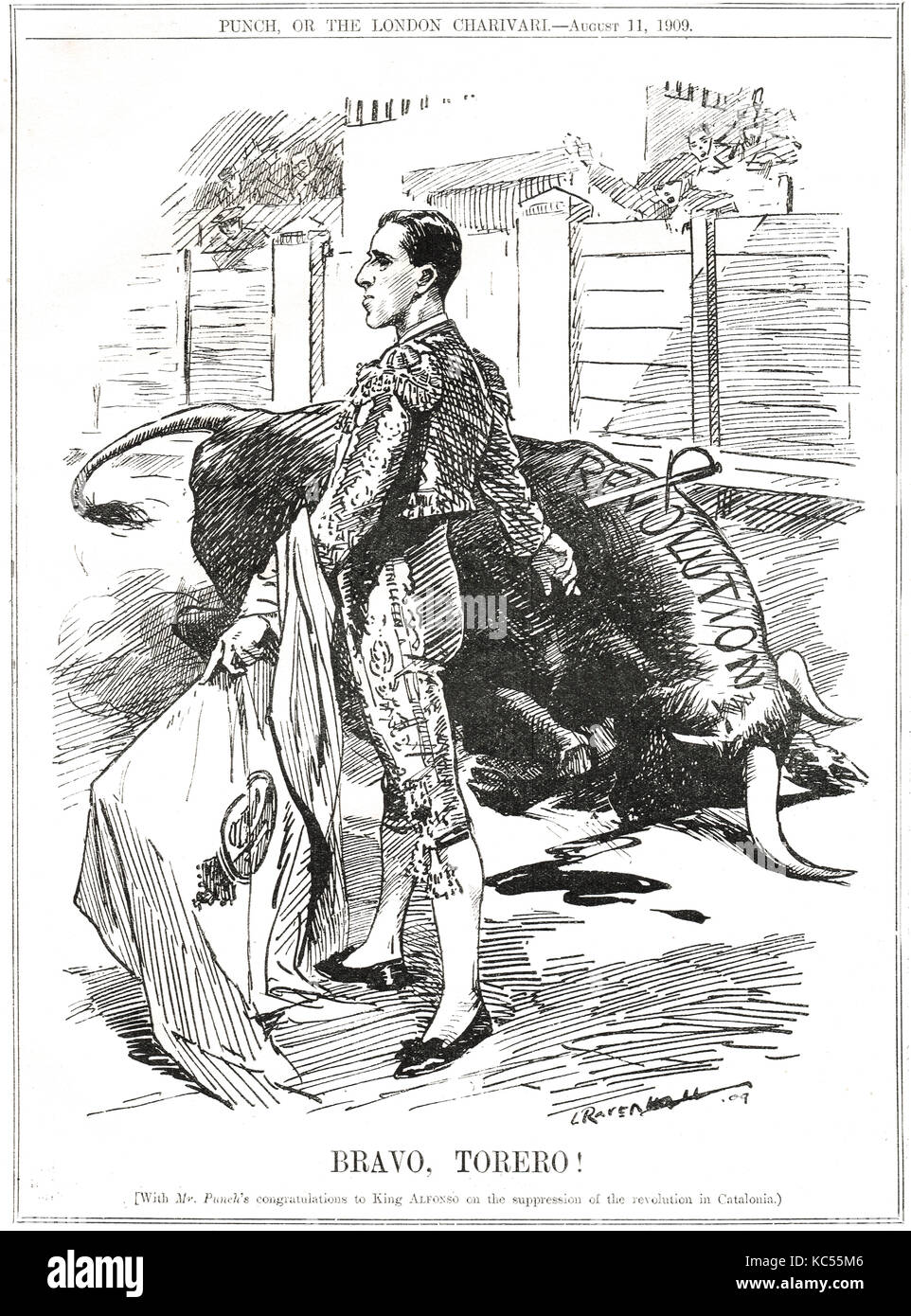 Tragic Week, Catalonia, July–August 1909. Condemnatory Punch cartoon ...