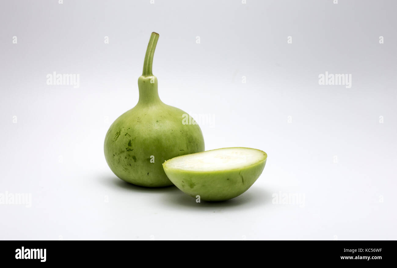 slice fresh green gourd on white background Stock Photo - Alamy