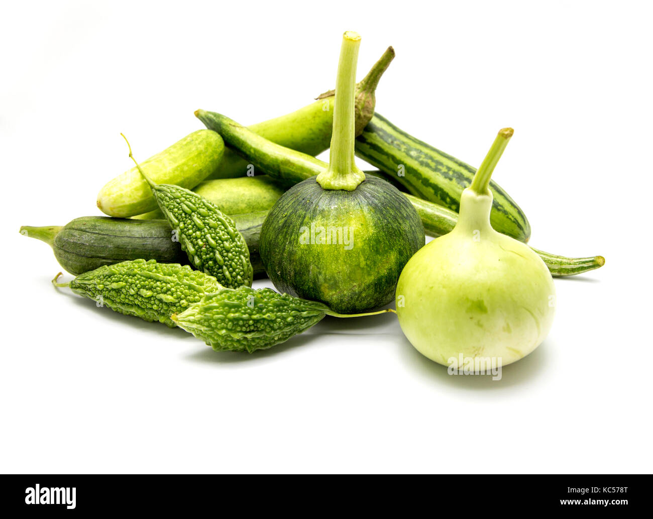 mix vegetable of cucumber and gourd in thai herb concept on white Stock ...