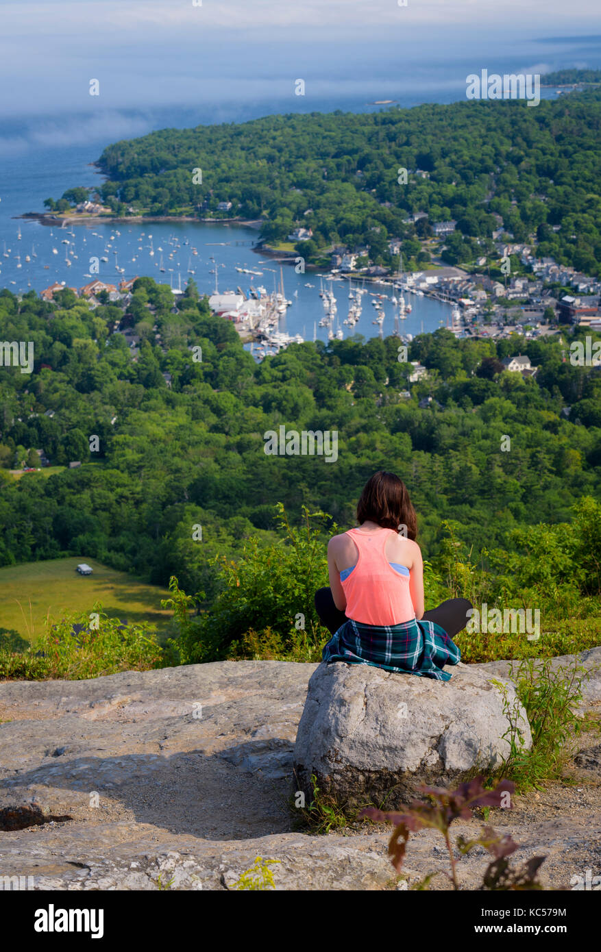 View of Camden, Maine, from Mount Battie in Camden Hills State Park ...