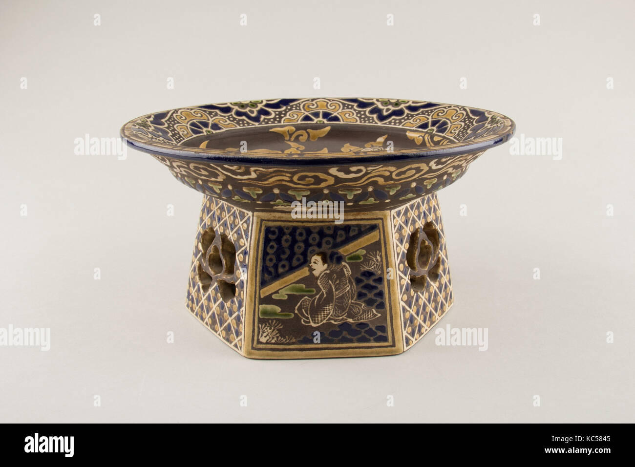 Cake Dish, Edo period (1615–1868), 1730, Japan, Buff ware decorated ...