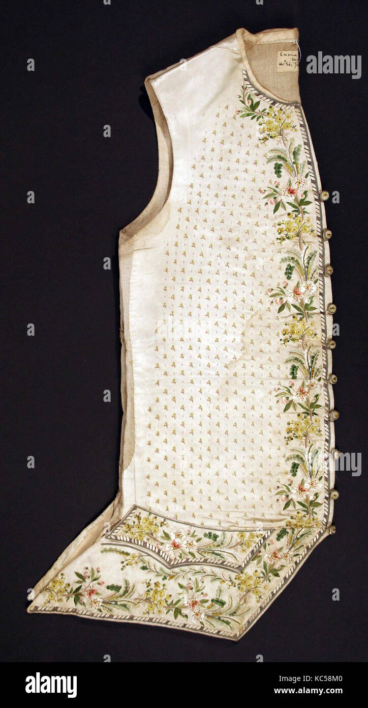 Waistcoat, third quarter 18th century, British, silk Stock Photo - Alamy