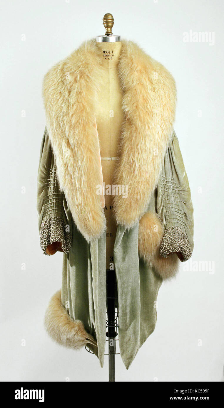 Evening coat, 1928, French, silk, fur, glass, embroidery Stock Photo ...