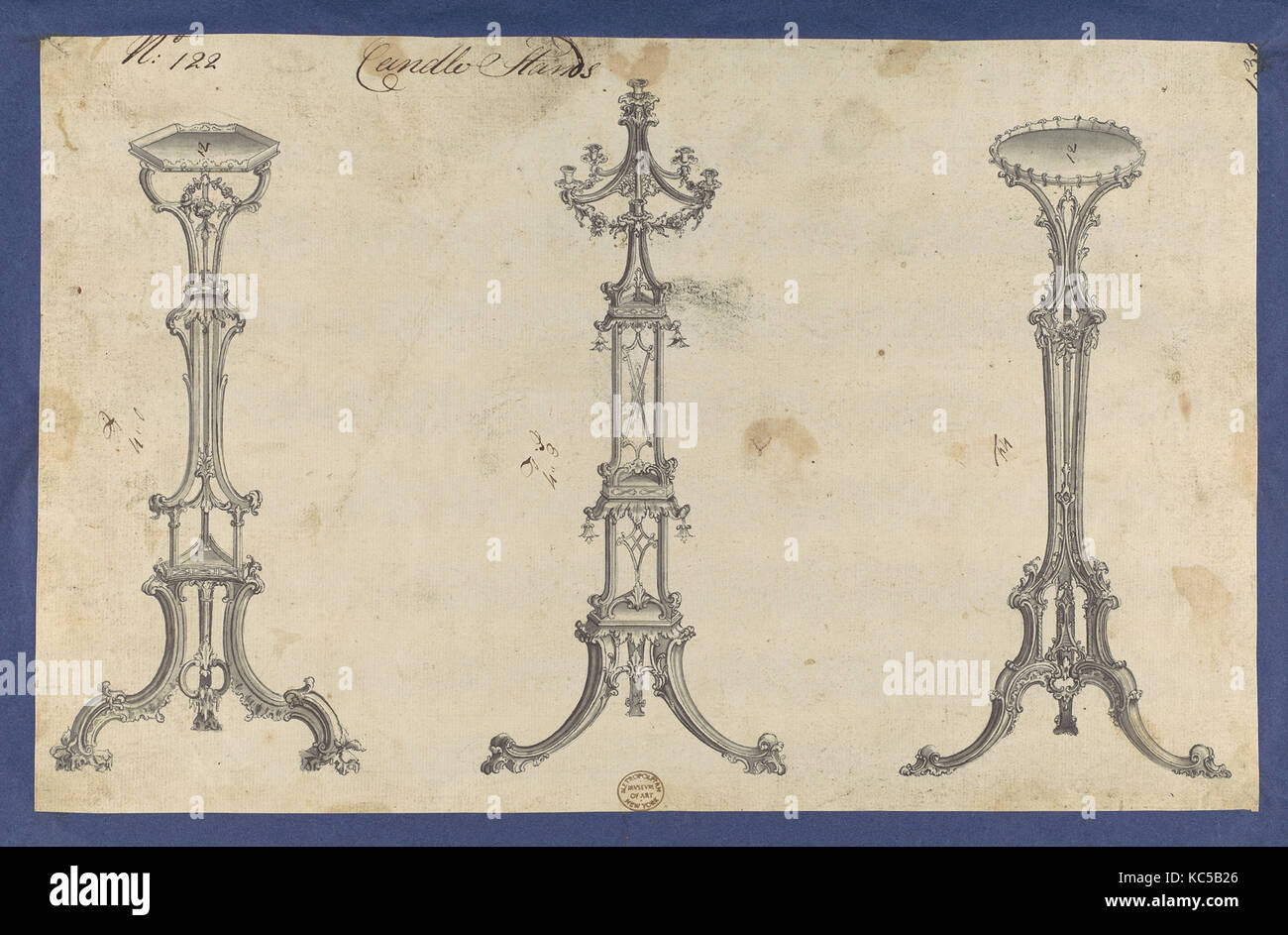 Candle Stands, in Chippendale Drawings, Vol. I, Thomas Chippendale, ca ...