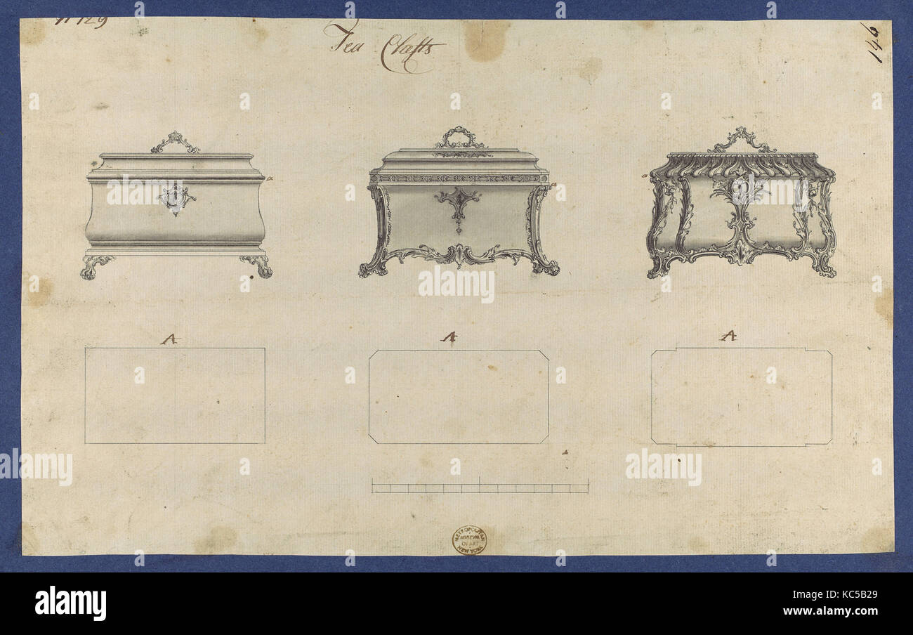 Tea Chests, in Chippendale Drawings, Vol. I, Thomas Chippendale, ca ...