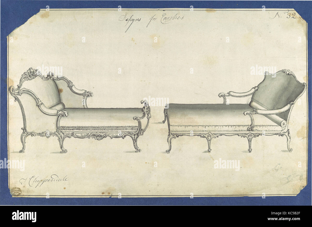 Two Couches, in Chippendale Drawings, Vol. I, Thomas Chippendale, ca ...