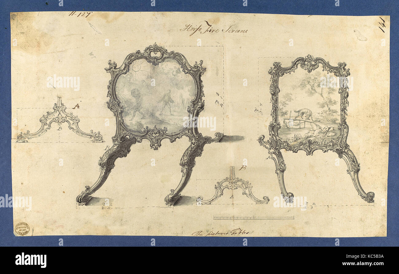 Fire Screens, in Chippendale Drawings, Vol. I, Thomas Chippendale, ca ...