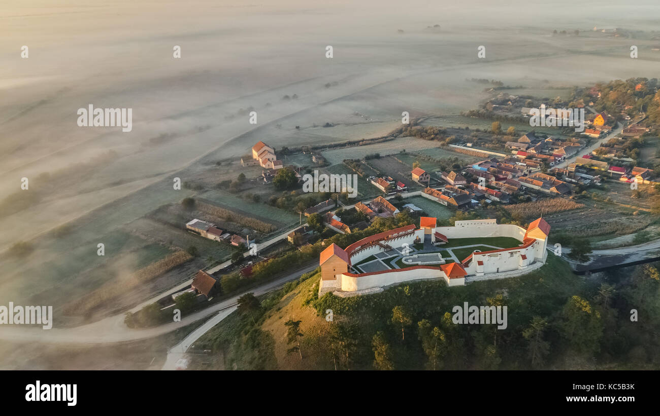 Aerial view of the Feldioara fortress. Transylvania, Romania Stock ...