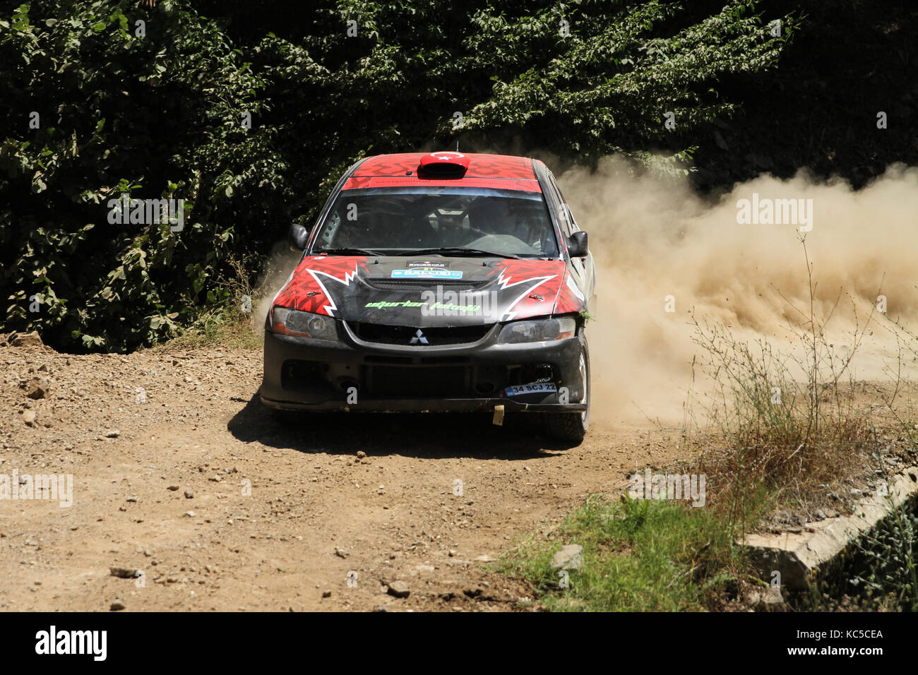 BURSA, TURKEY - JULY 22, 2017: Osman Ugur drives Mitsubishi Lancer Evo ...