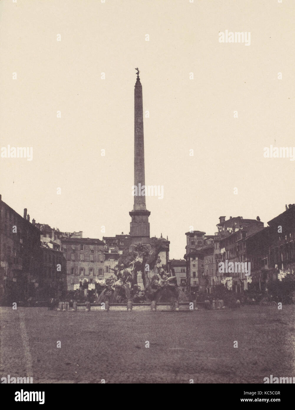 Piazza Navona, Rome, 1850s, Salted paper print from paper negative ...