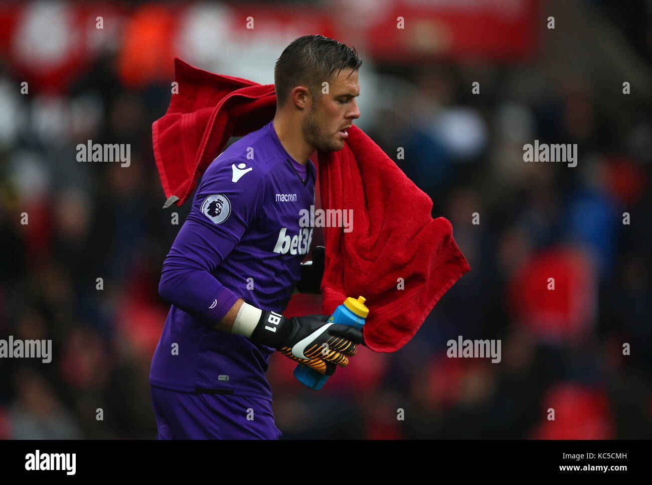 Stoke City goalkeeper Jack Butland during the Premier League match at ...