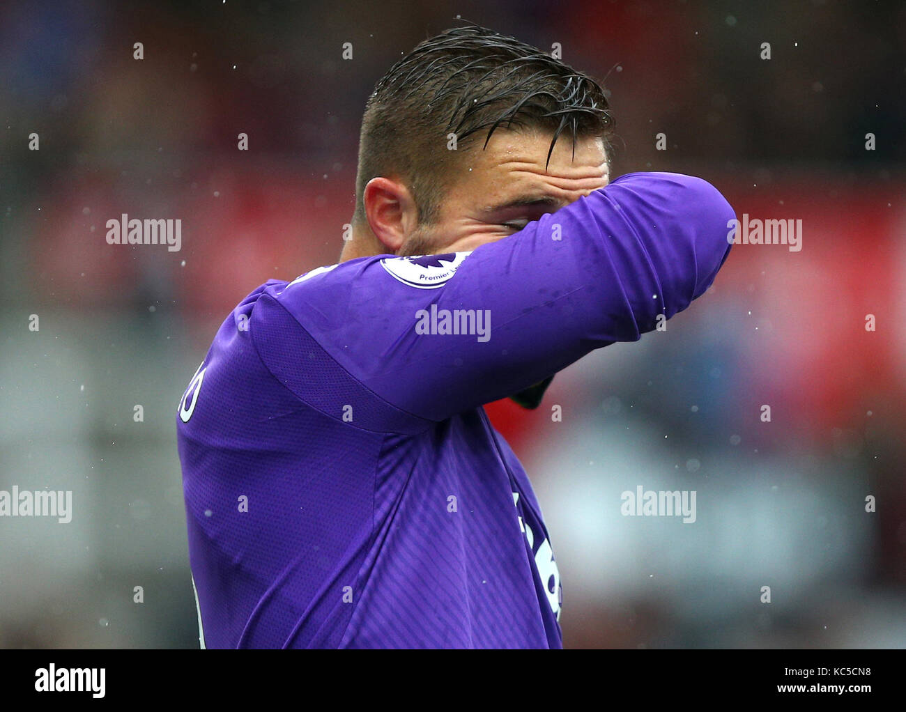 Stoke City goalkeeper Jack Butland during the Premier League match at ...