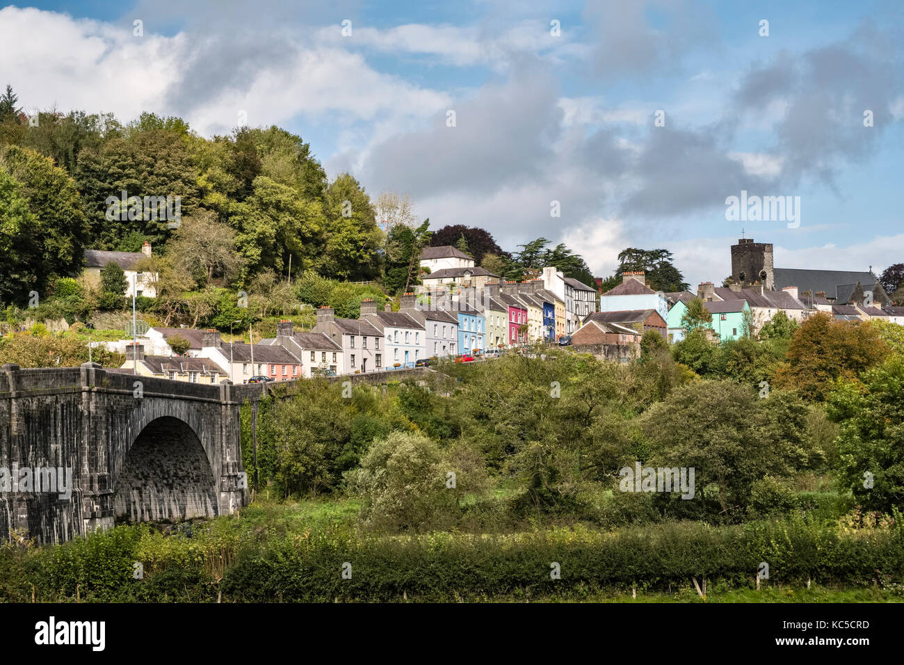 LLandeilo, Carmarthenshire, Wales, UK. The town stands above the River ...